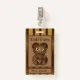 Brown bear kindergarten student hall pass badge | Zazzle