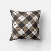 Brown beige and white plaid pattern throw pillow | Zazzle