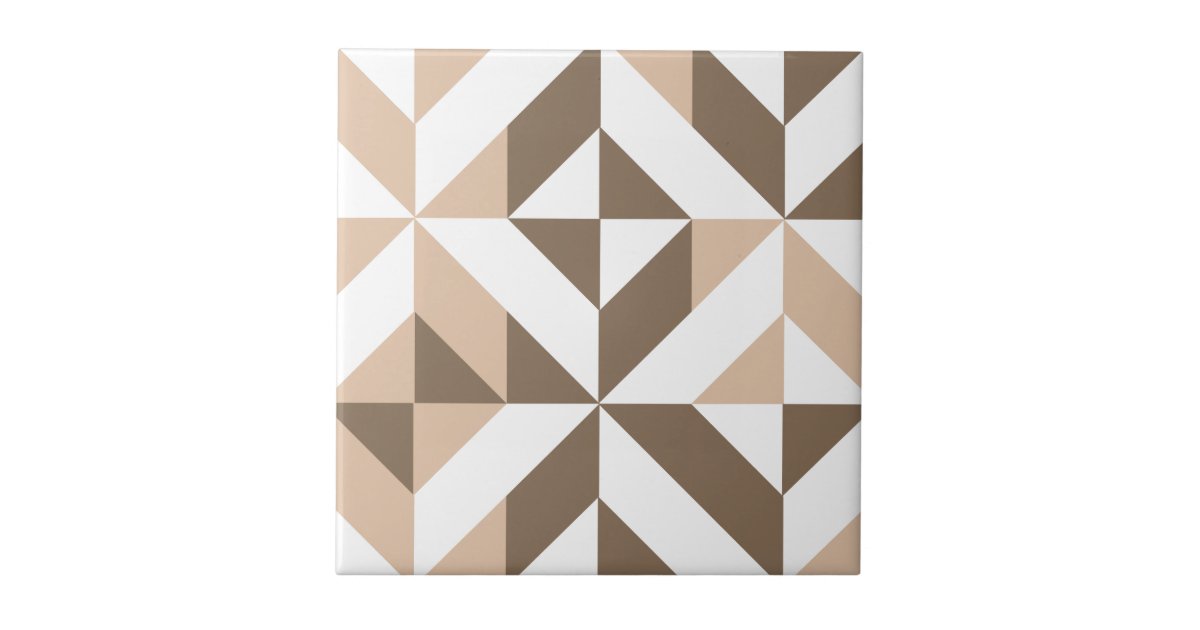 Brown Beige Geometric Cube Pattern Tile | Zazzle