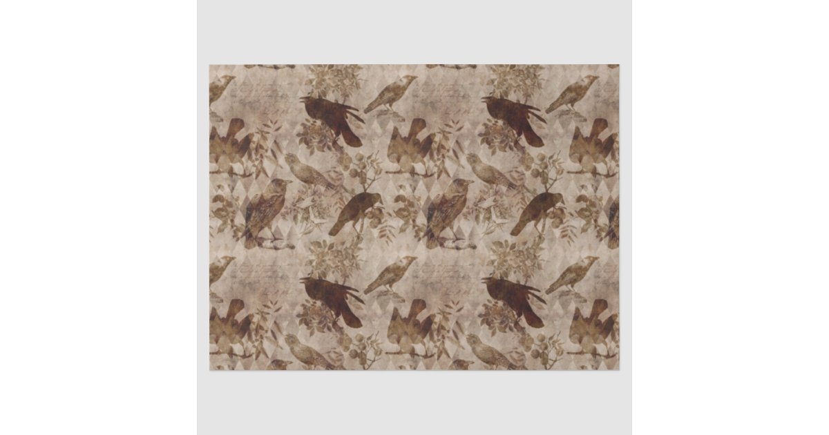 Brown Birds and Branches Decoupage Tissue Paper | Zazzle