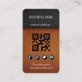 Brown-Black Leather Design-Social Media QR Code Business Card | Zazzle