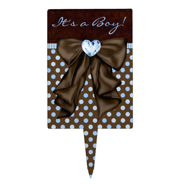 Brown Blue Baby Boy Shower Cake Topper | Zazzle