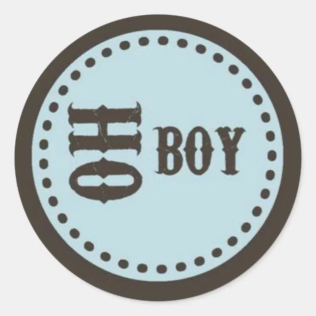 Brown & Blue Oh Boy Baby Shower Sticker | Zazzle
