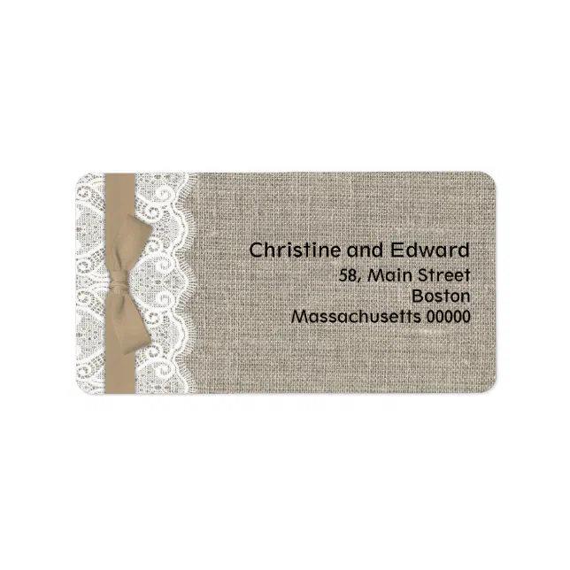 Brown Bow and Lace Address Labels | Zazzle