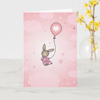 Brown Bunny in Pink Birthday Card | Zazzle