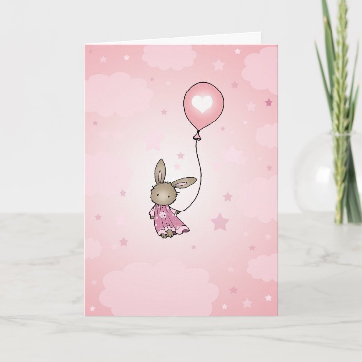Brown Bunny in Pink Birthday Card | Zazzle