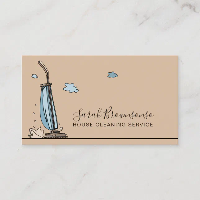 Brown Cartoon Janitorial Maid House Cleaning Business Card | Zazzle