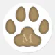 Brown Cat Paw Print Personalized Pet Monogram Classic Round Sticker ...
