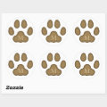 Brown Cat Paw Print Personalized Pet Monogram Classic Round Sticker ...