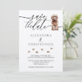 Brown Cavapoo puppy Wedding Calligraphy script Save The Date | Zazzle