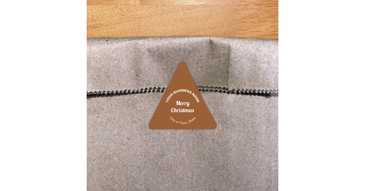 Brown Christmas Business Triangle Shape Sticker | Zazzle