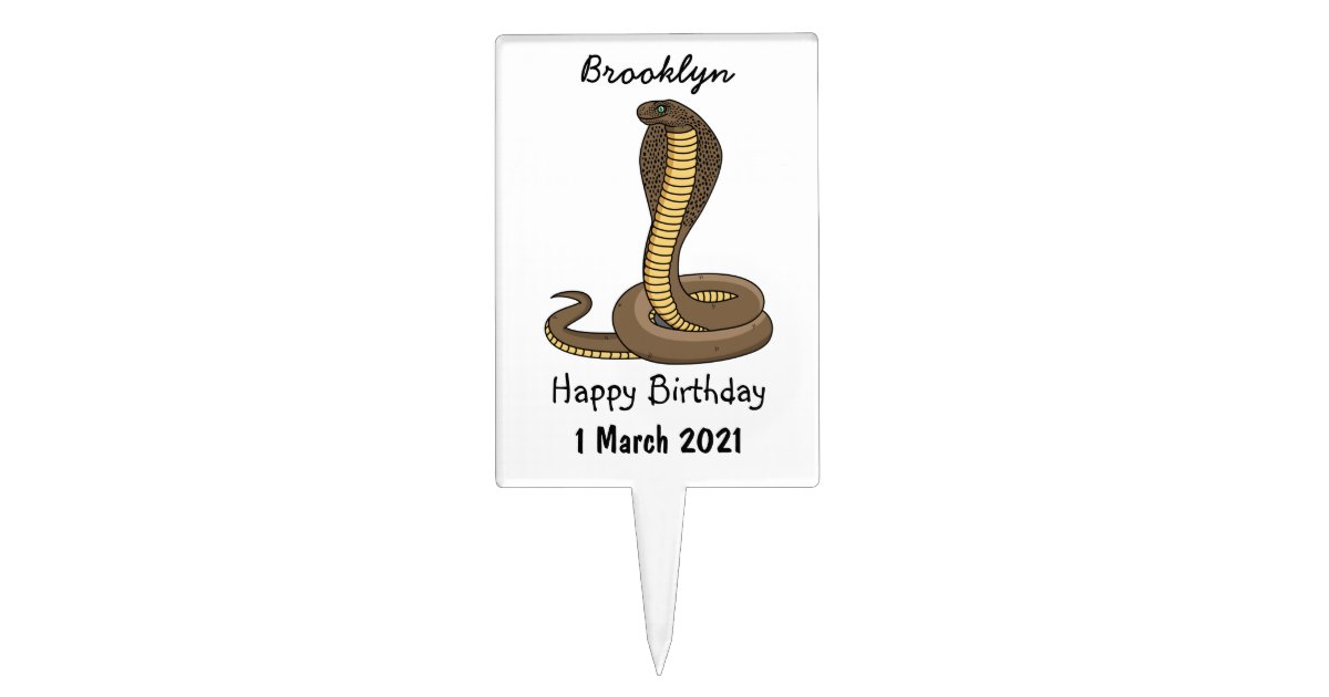 Brown cobra snake illustration cake topper | Zazzle