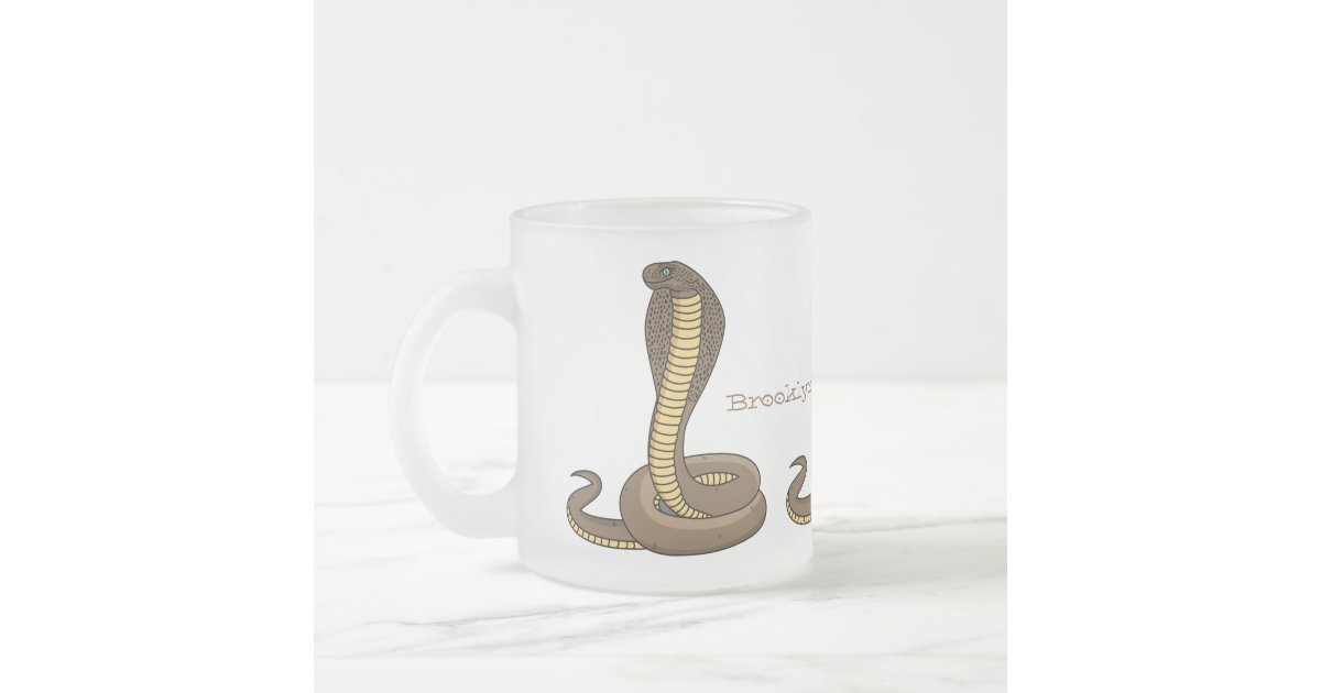 Brown cobra snake illustration frosted glass coffee mug | Zazzle
