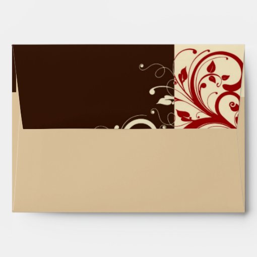 Brown/Cream/Red Reverse Swirl Envelope | Zazzle