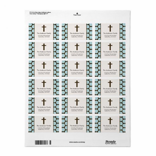Brown Cross Religious address Label | Zazzle