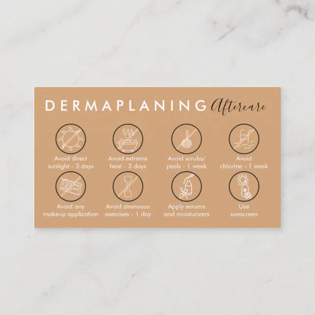 Brown Dermaplaning Aftercare Post Instructions Business Card | Zazzle