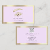 Brown Eyelash Brow Makeup Logo Qr Code Pink Gold Business Card | Zazzle