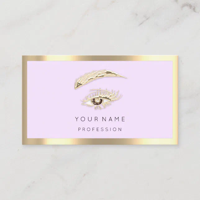 Brown Eyelash Brow Makeup Logo Qr Code Pink Gold Business Card | Zazzle