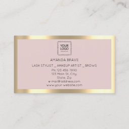 Brown Eyelash Brow Makeup Logo Qr Code Rose Foto Business Card | Zazzle