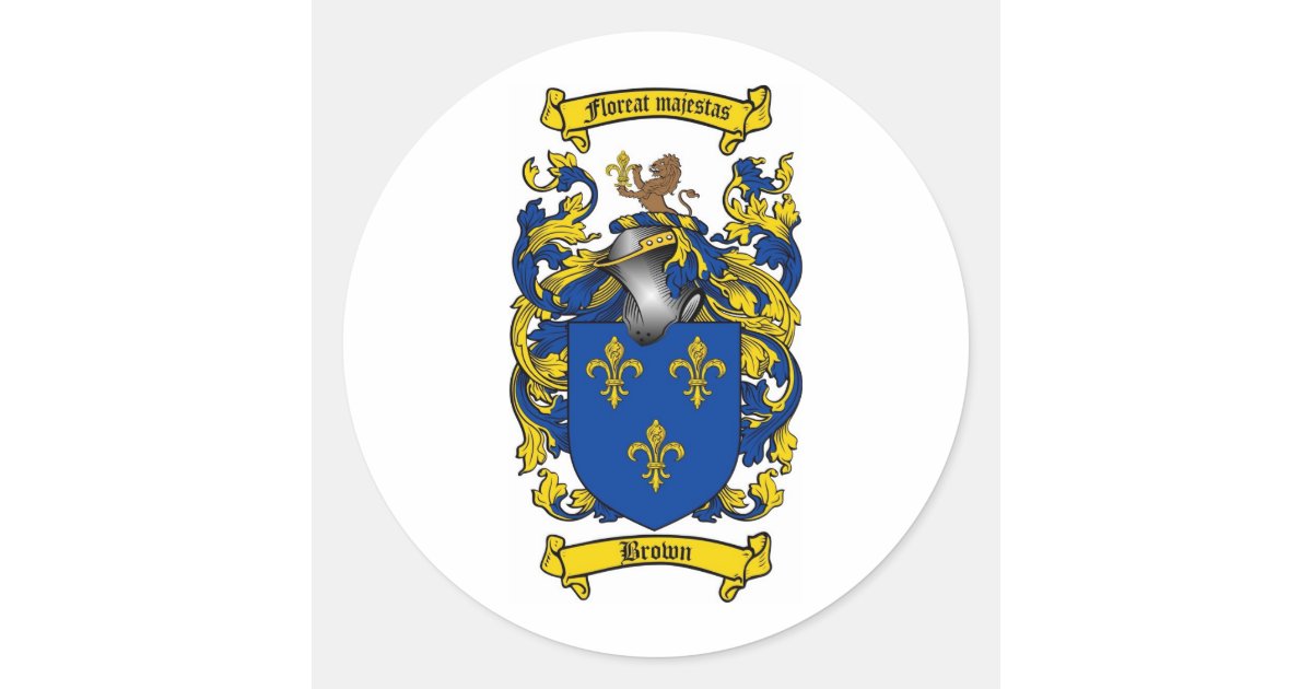 BROWN FAMILY CREST - BROWN COAT OF ARMS CLASSIC ROUND STICKER | Zazzle