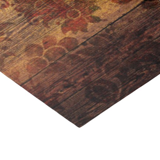Brown Floral Rustic Wood Decoupage Tissue Paper | Zazzle