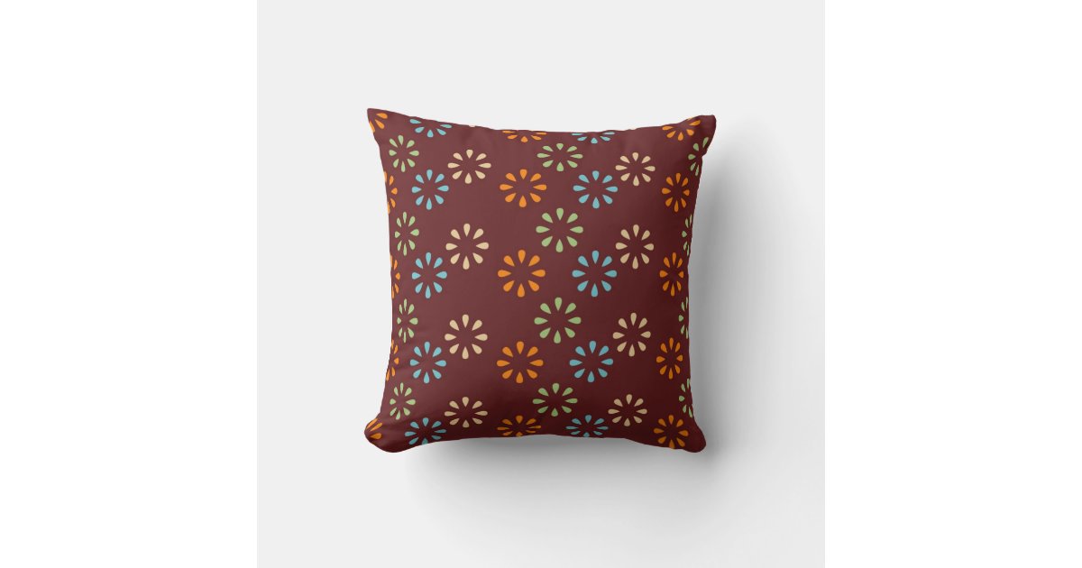 Brown Flowers and Specks MOJO Pillow | Zazzle