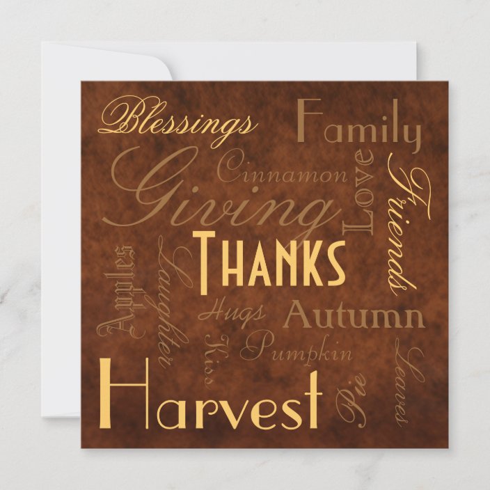 Brown "Giving Thanks" Thanksgiving Invitation | Zazzle