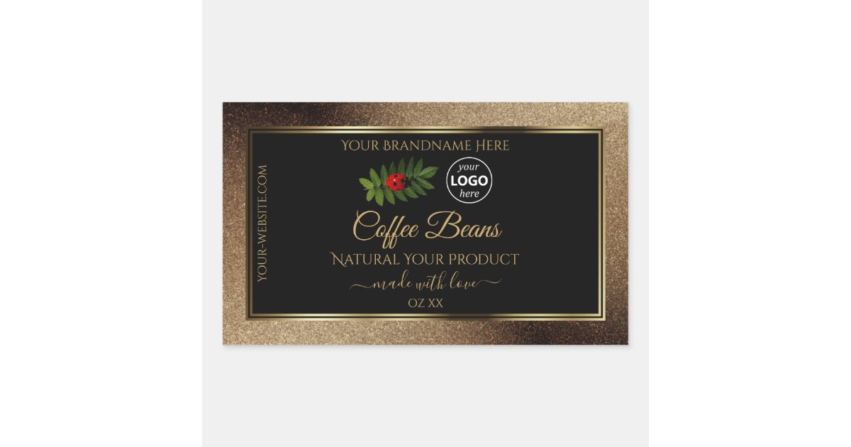Brown Glitter Black Product Labels Ladybug Logo | Zazzle