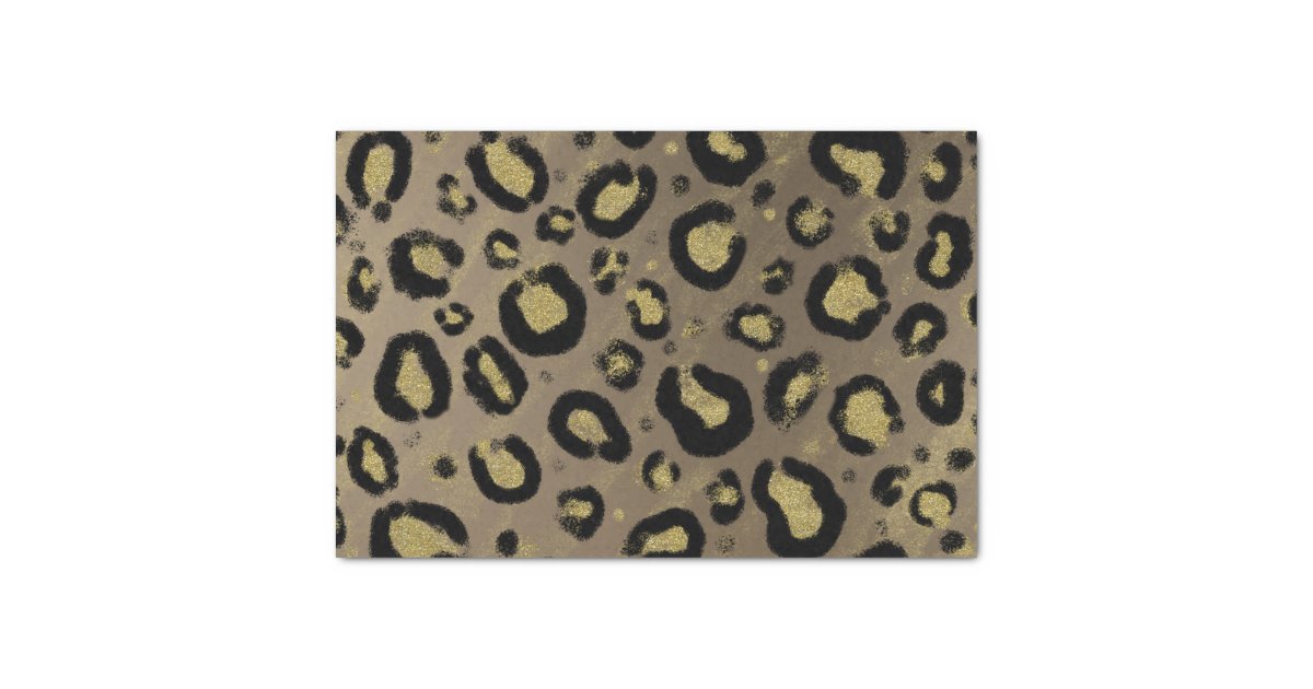 Brown Gold Glitter & Black Leopard Cheetah Print Tissue Paper | Zazzle