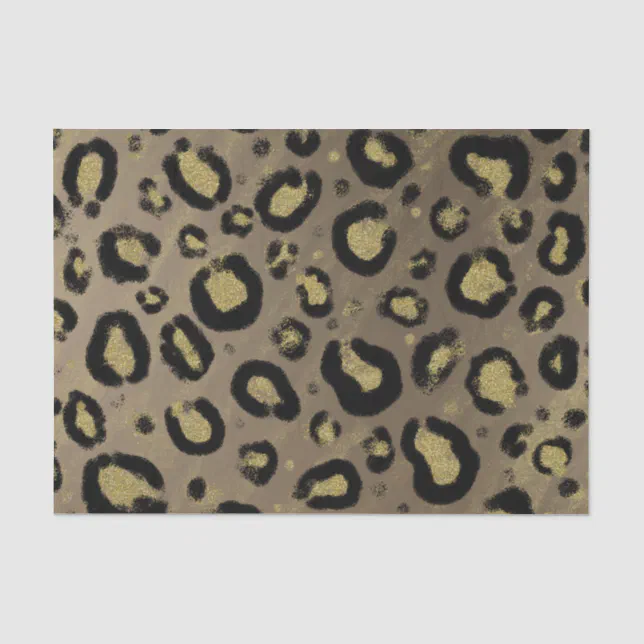 Brown Gold Glitter & Black Leopard Cheetah Print Tissue Paper | Zazzle