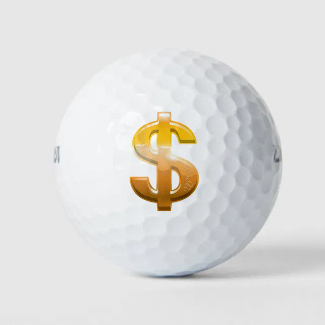 Brown Gradient Dollar Sign Golf Balls | Zazzle