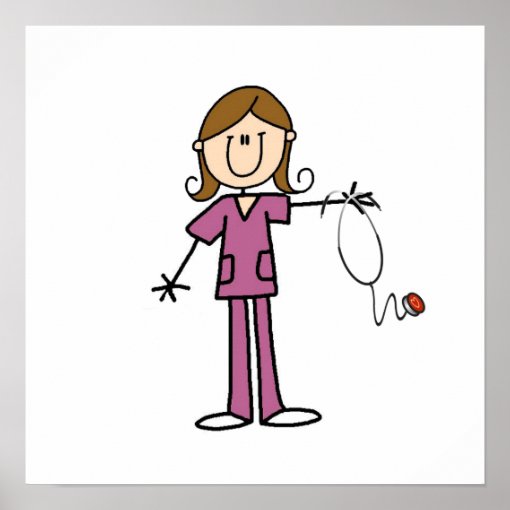 Brown Hair Female Stick Figure Nurse Poster | Zazzle
