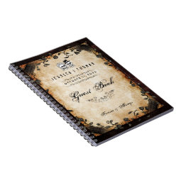 Brown Halloween Wedding Gothic Skeleton GUEST BOOK | Zazzle