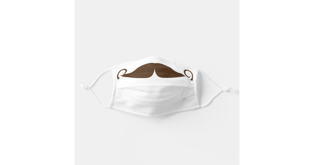 Brown Handlebar Mustache Adult Cloth Face Mask | Zazzle