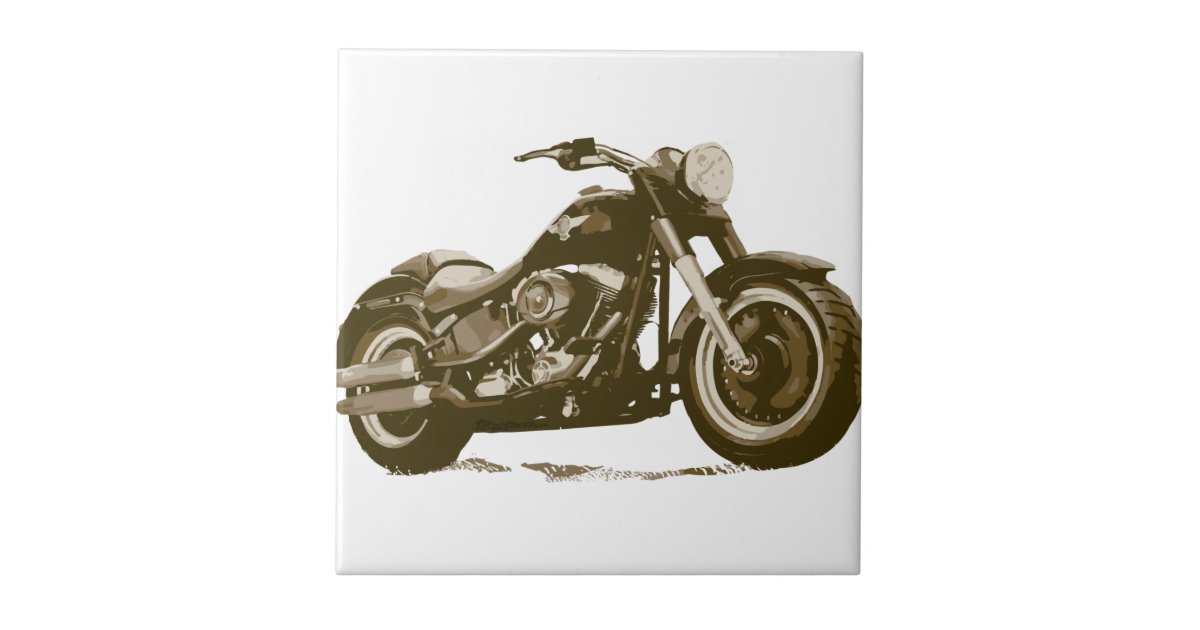 Brown Harley Motorcycle Tile | Zazzle