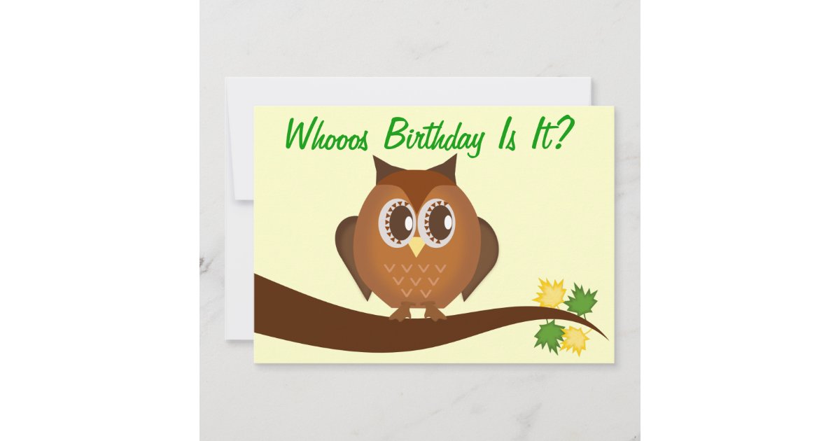 Brown Hoot Owl Birthday Party Invitation | Zazzle