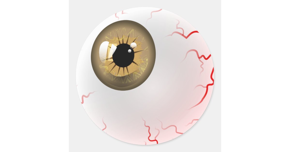 Brown Horror Eyeball Classic Round Sticker | Zazzle