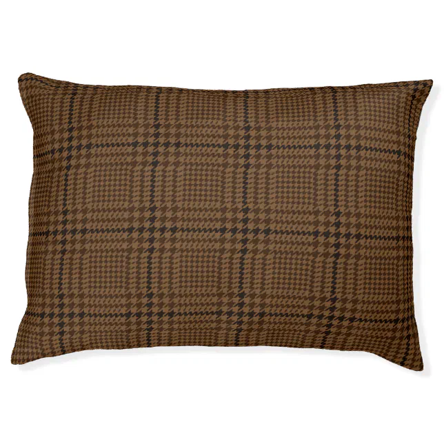 Brown Houndstooth Glen Check Pattern Pet Bed | Zazzle