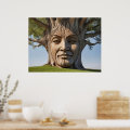 Brown Human Face Tree Branches Carved Poster | Zazzle