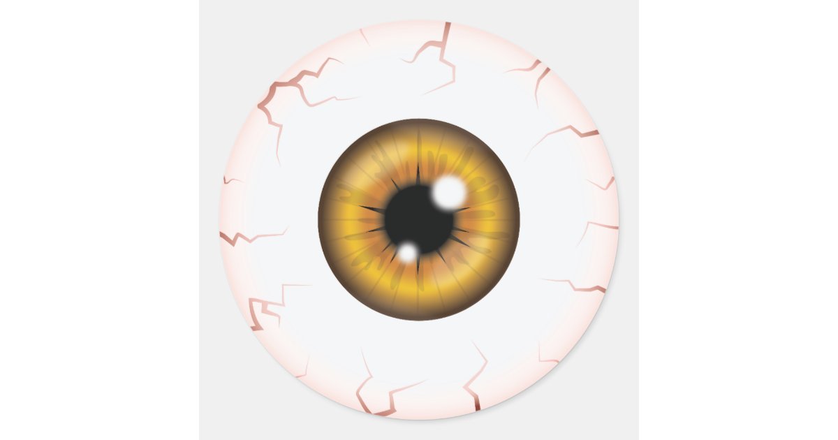 Brown Iris Eyeball Scary Bloodshot Halloween Eye Classic Round Sticker ...
