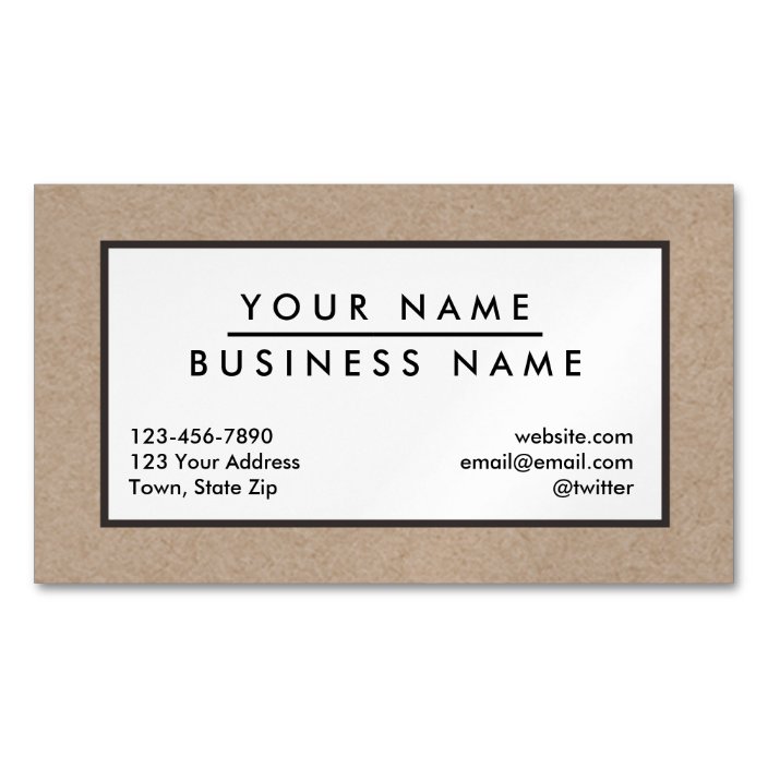 Brown Kraft Paper Background Printed Magnetic Business Card | Zazzle.com