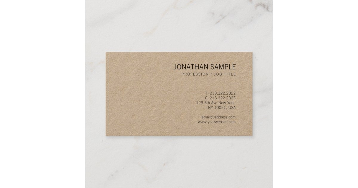 Brown Kraft Paper Elegant Modern Plain Luxury Business Card | Zazzle