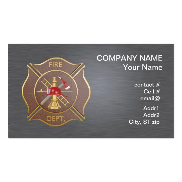 Brown leather maltese firefighting cross business card templates
