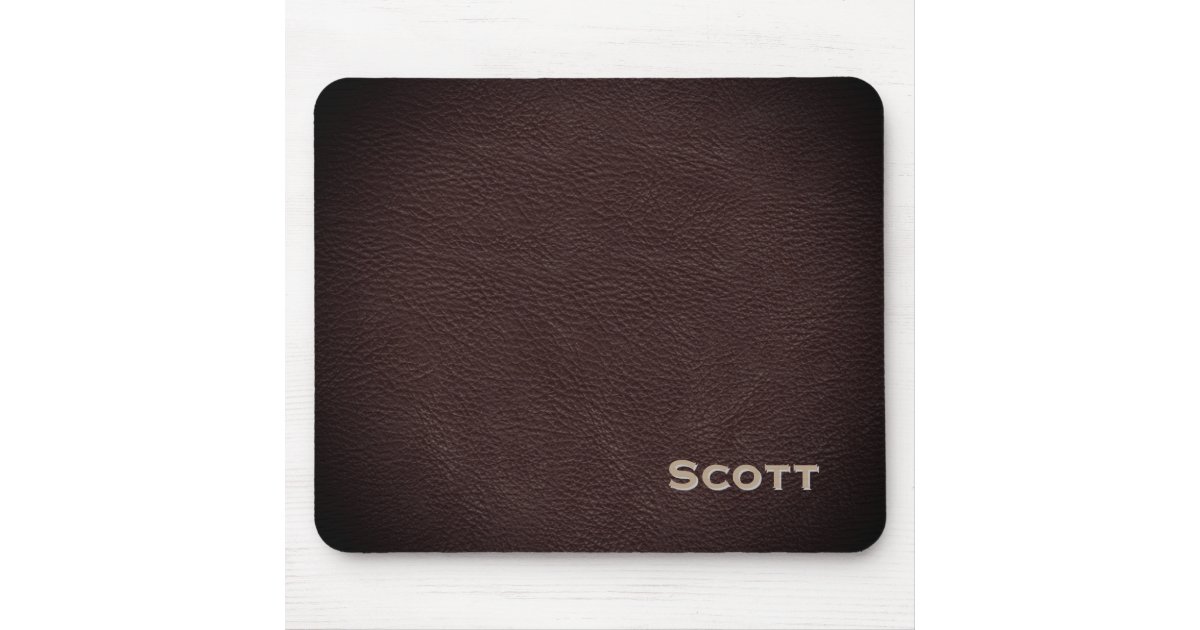 Brown Leather Pattern Executive Custom Monogram Mouse Pad | Zazzle
