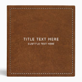 Brown Leather Texture & Stitching 3 Ring Binder | Zazzle