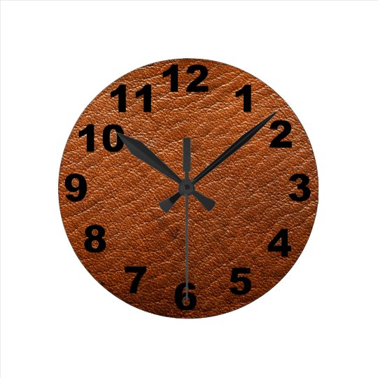 Brown Leather Texture Wall Clock | Zazzle.com