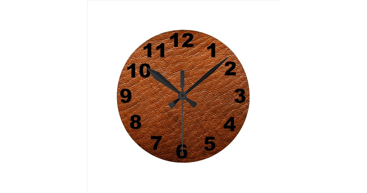 Brown Leather Texture Wall Clock | Zazzle.com