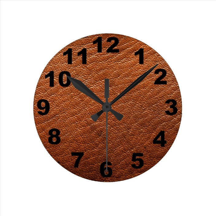 Brown Leather Texture Wall Clock | Zazzle.com