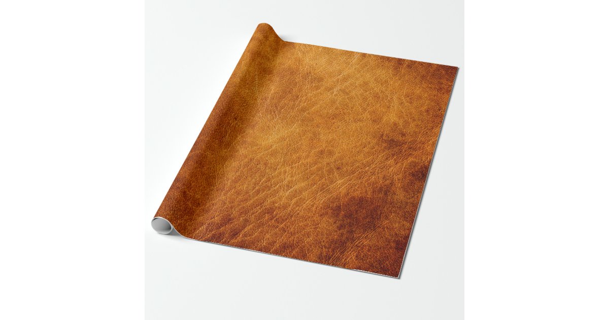 Brown leather texture wrapping paper | Zazzle