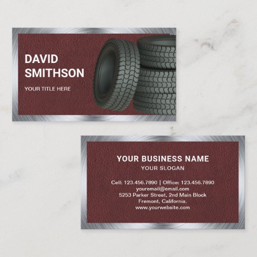 Brown Leather Wheel Alignment Car Tire Shop Business Card | Zazzle